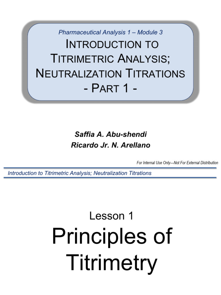 M3.1.Introduction to Titrimetric Analysis Neutralization Titrations.qc1.LEC.new | PDF ...