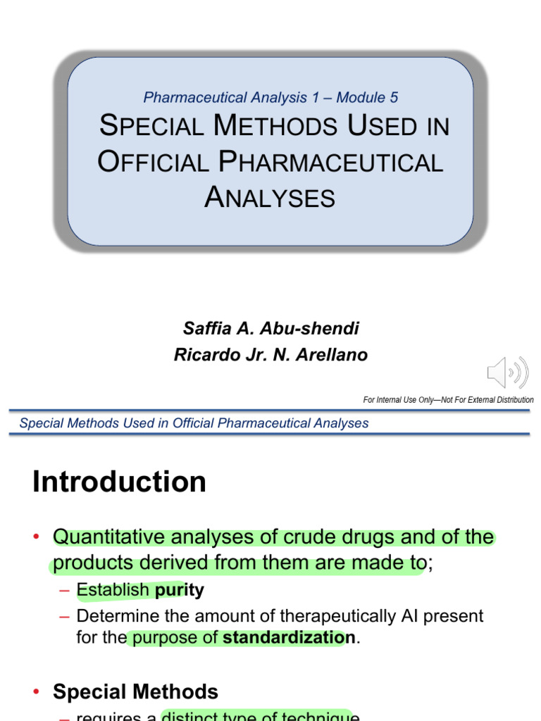 Special Methods in Pharmaceutical Analysis | PDF | Chemical Compounds ...