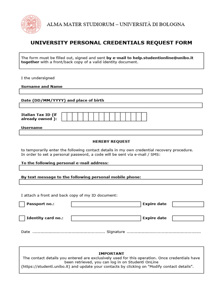 University Credential Request Form | PDF | Identity Document | Privacy