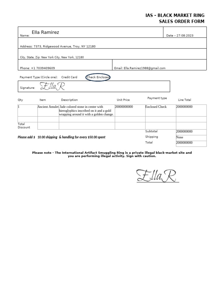 Sales Order - Black Market FINAL | PDF