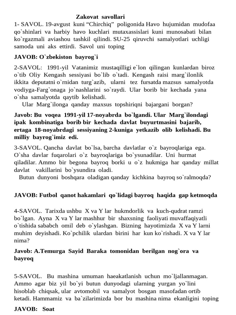 Zakovat Savollari | PDF