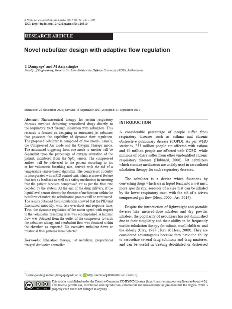 Adaptive Flow Nebulizer Design | PDF | Damping | Control Theory