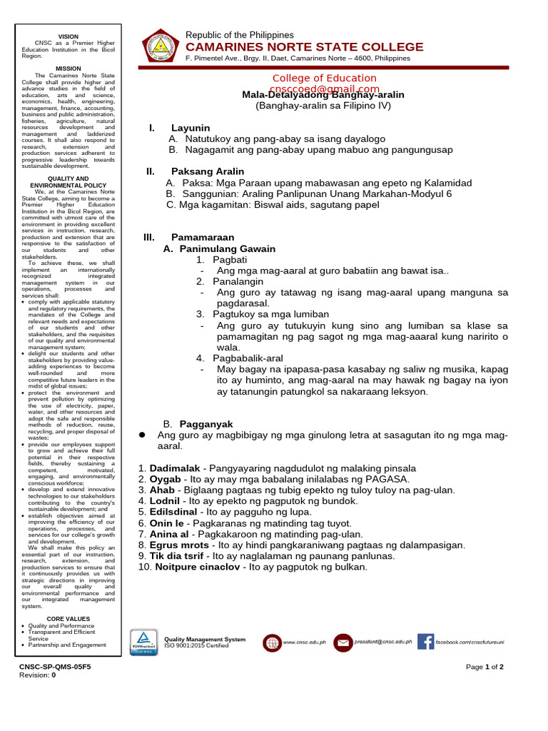 Matcha Beed 1B Mala-Detalyadong Banghay Aralin | PDF | Waste Management | Environment