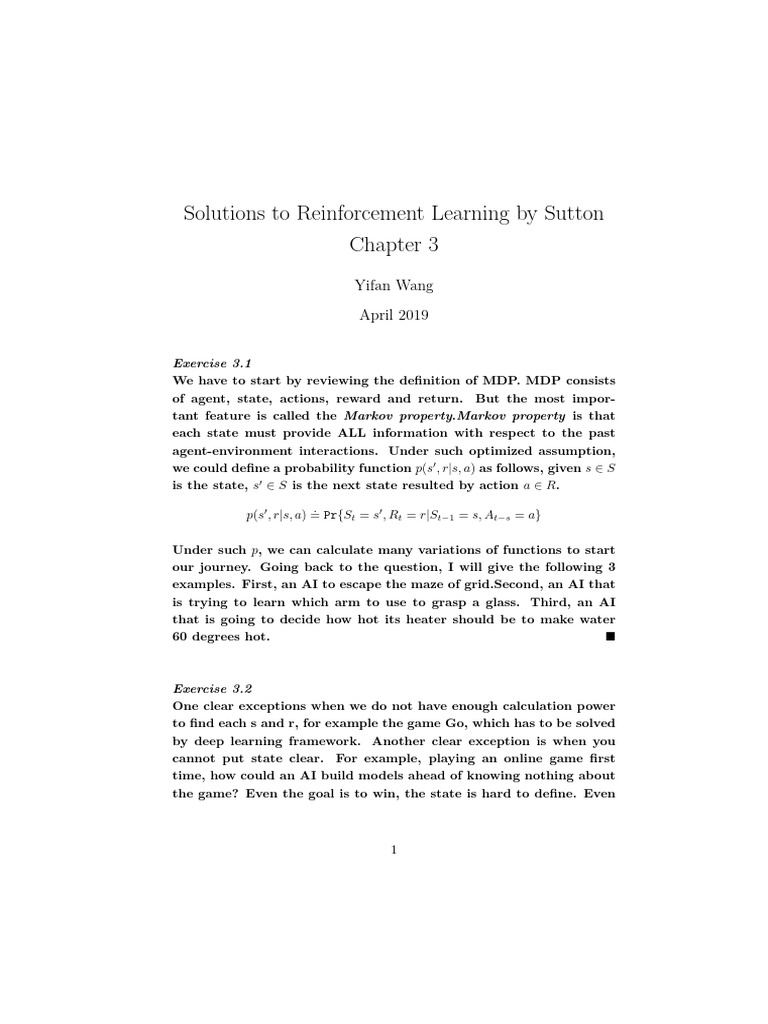 Reinforcement Learning Exercises | PDF | Applied Mathematics | Mathematics