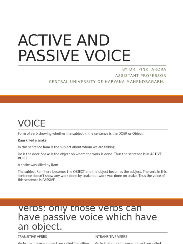 Active vs Passive Voice Guide | PDF | Verb | Grammatical Tense