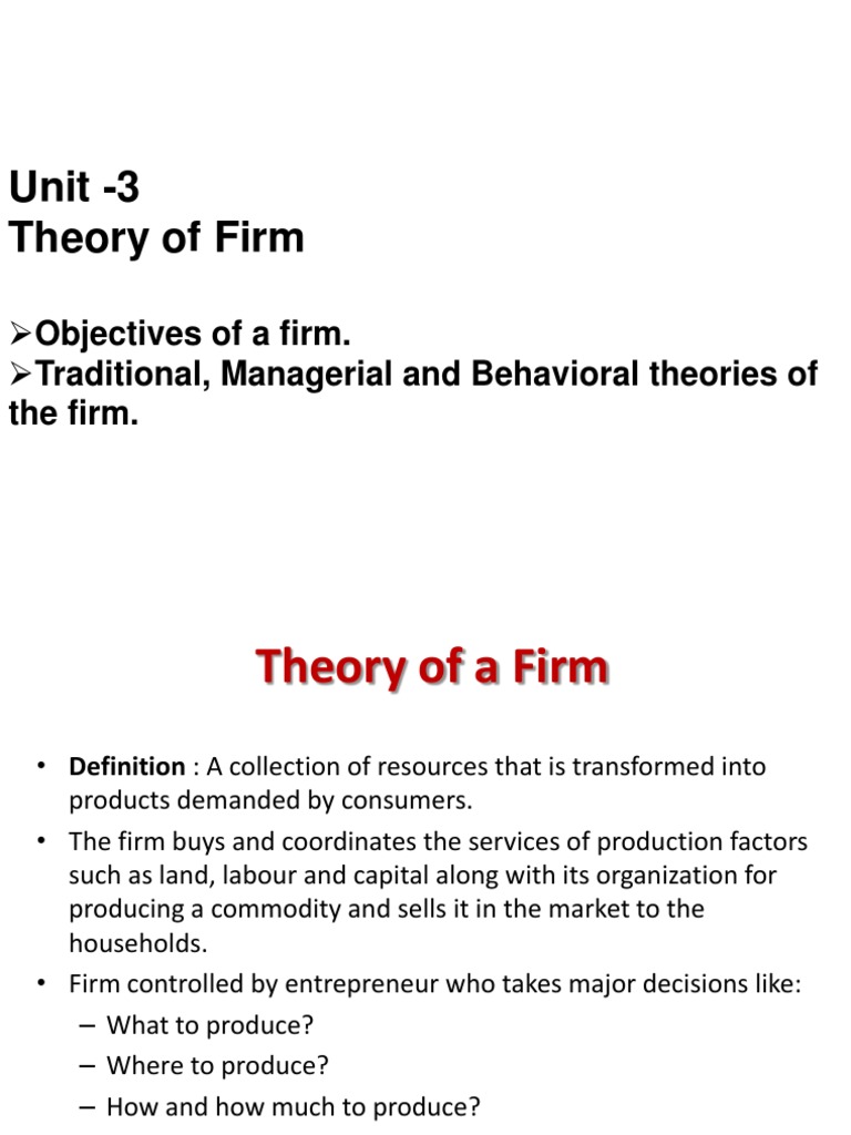 Theory of Firm: Objectives & Models | PDF | Capitalism | Economics