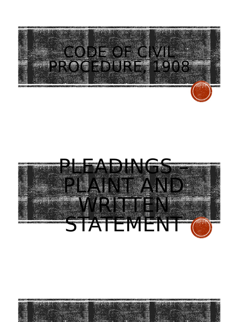 4 - Plaint and Written Statement - Pleadings | PDF | Lawsuit | Pleading