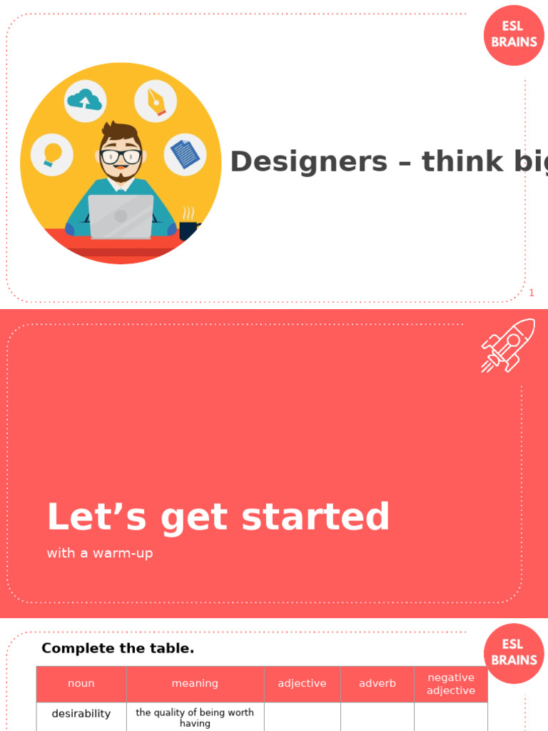 Designers - Think Big! - TED - Word Formation - B2 | PDF | Adjective ...