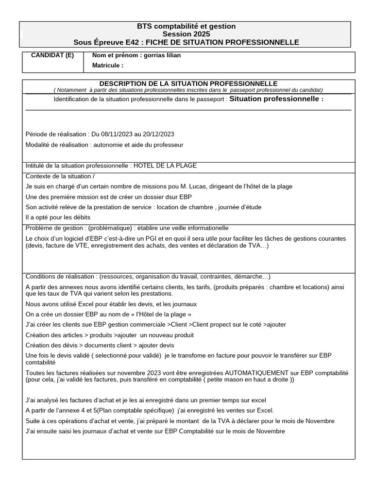 Fiche d'enregistrement hôtel EBP | PDF | Facture