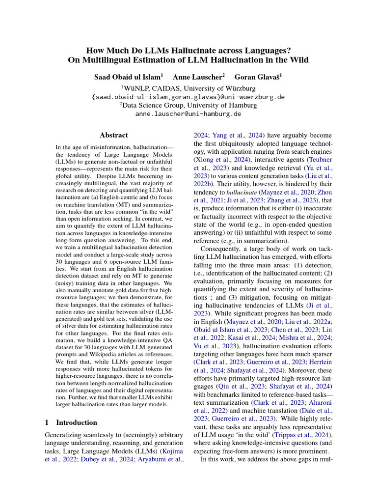 Multilingual LLM Hallucination Rates | PDF | Human Communication ...