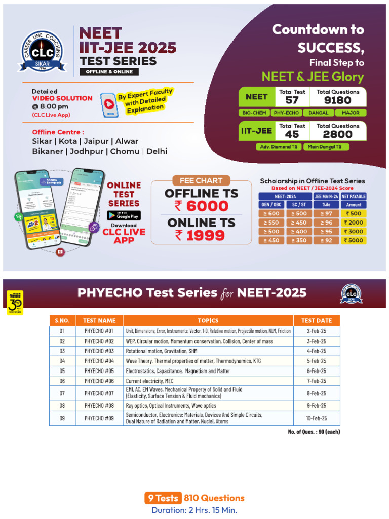 CLC's Test Schedule | PDF