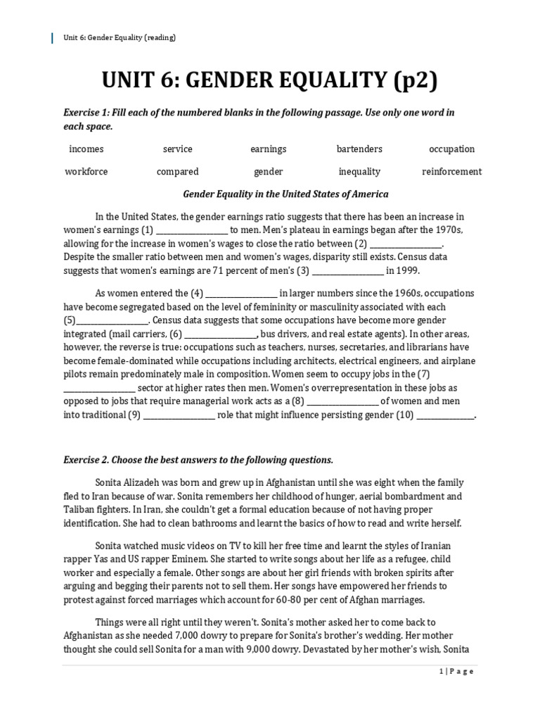 Gender Equality in the USA: Key Insights | PDF | Gender Equality ...