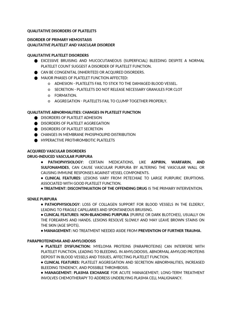 Qualitative Disorders of Platelets 2 | PDF | Platelet | Thrombosis