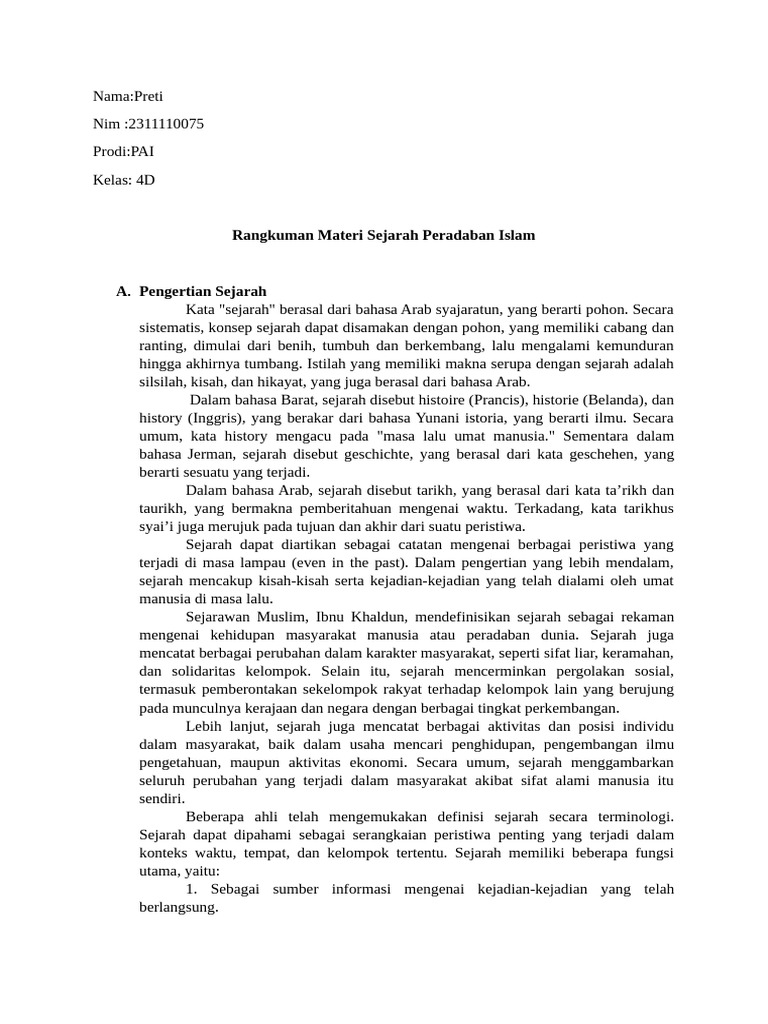 Sejarah Peradaban Islam: Definisi dan Ruang Lingkup | PDF