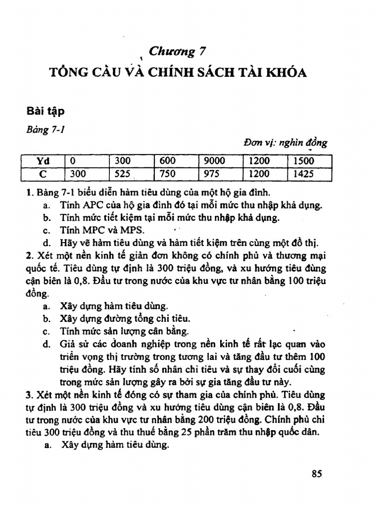Bai Tap C5 Tong Cau Va Chinh Sach Tai Khoa Vix Mo | PDF