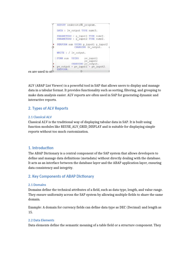 ALV Reports Documentation | PDF