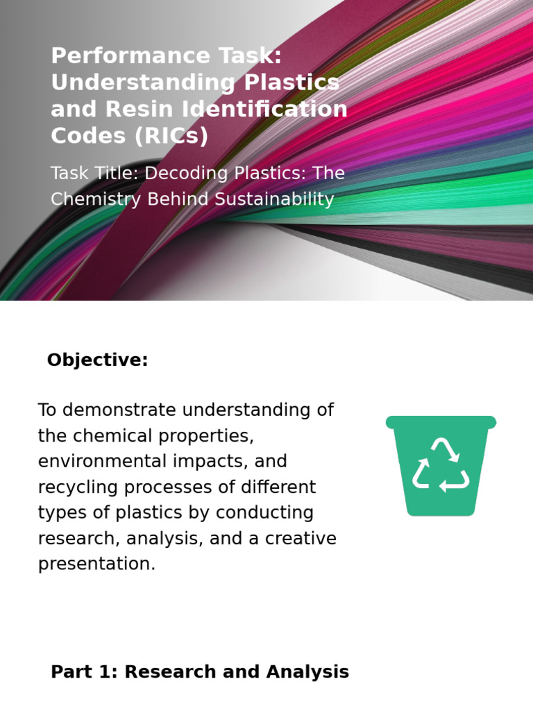 Performance Task - Understanding Plastics and Resin Identification Codes | PDF | Plastic | Recycling