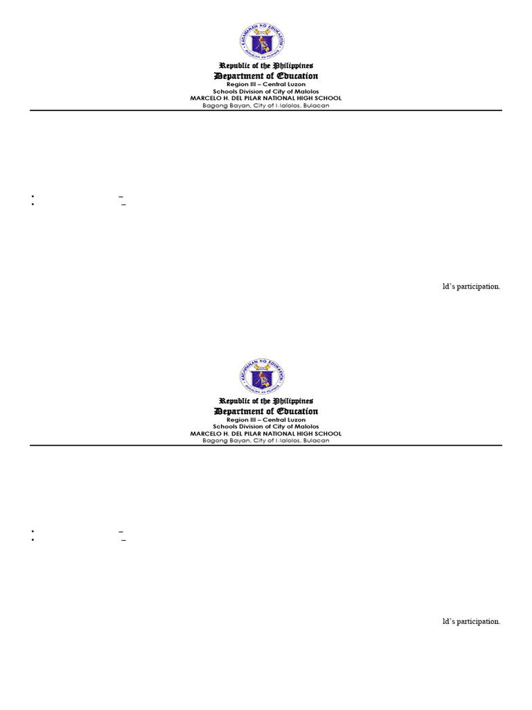 Parental Concent Iskulimpiks 2025 | PDF | Philippines | Social Institutions