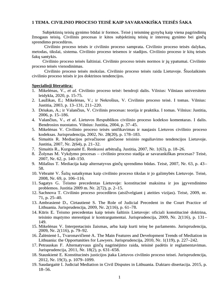 Civilinio Proceso Teisė Kaip Savarankiška Teisės Šaka | PDF