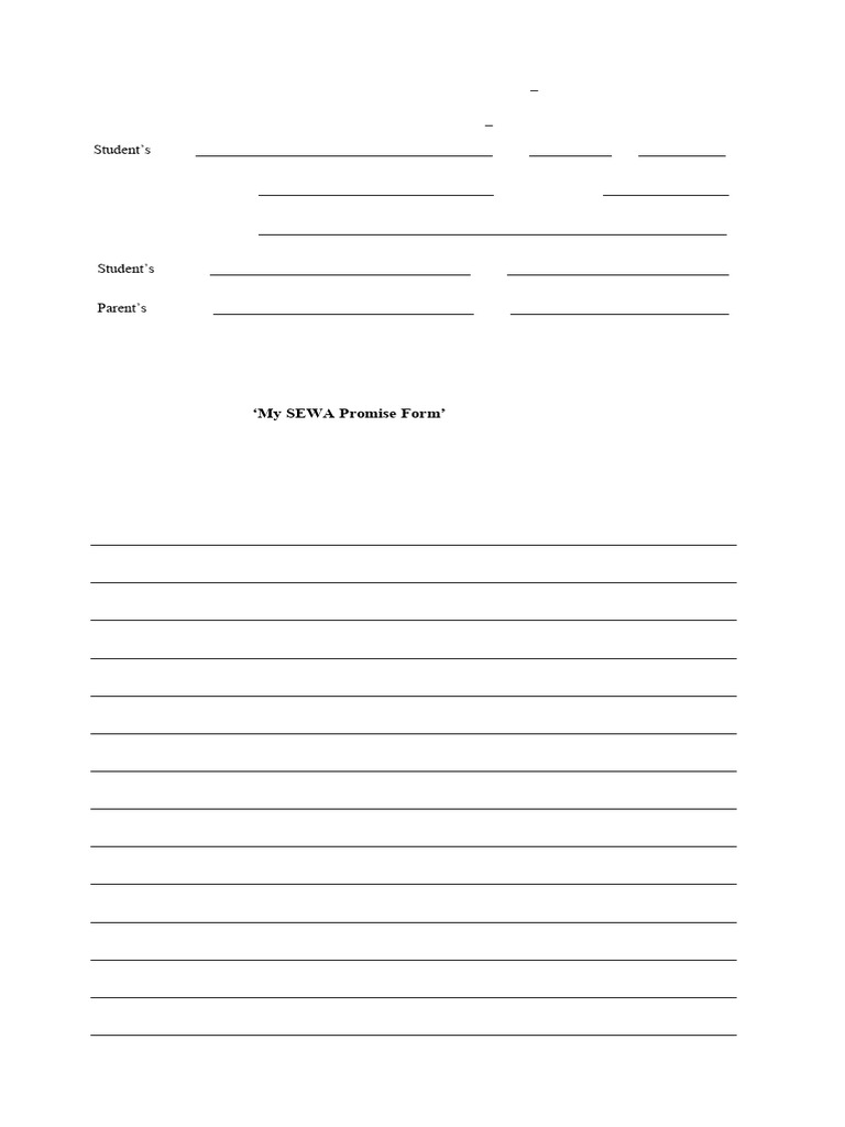 SEWA Promise Form - PG 1 To 6 2021-2022 | PDF | Social Psychology ...