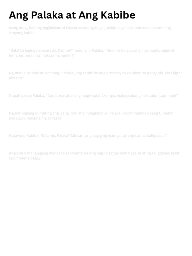 Ang Palaka at Ang Kabibe | PDF