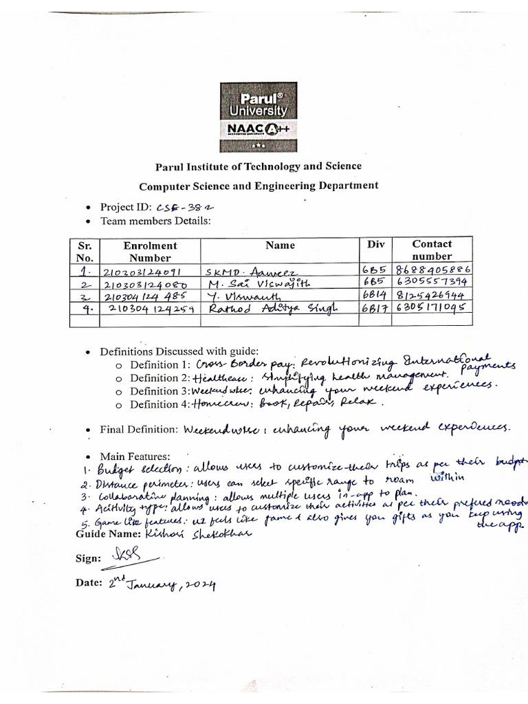 Project Definition Form | PDF