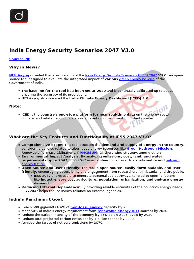 1 - IMP India Energy Scenerio 2047 - V.3.0 NITI Aayog | PDF | Renewable ...