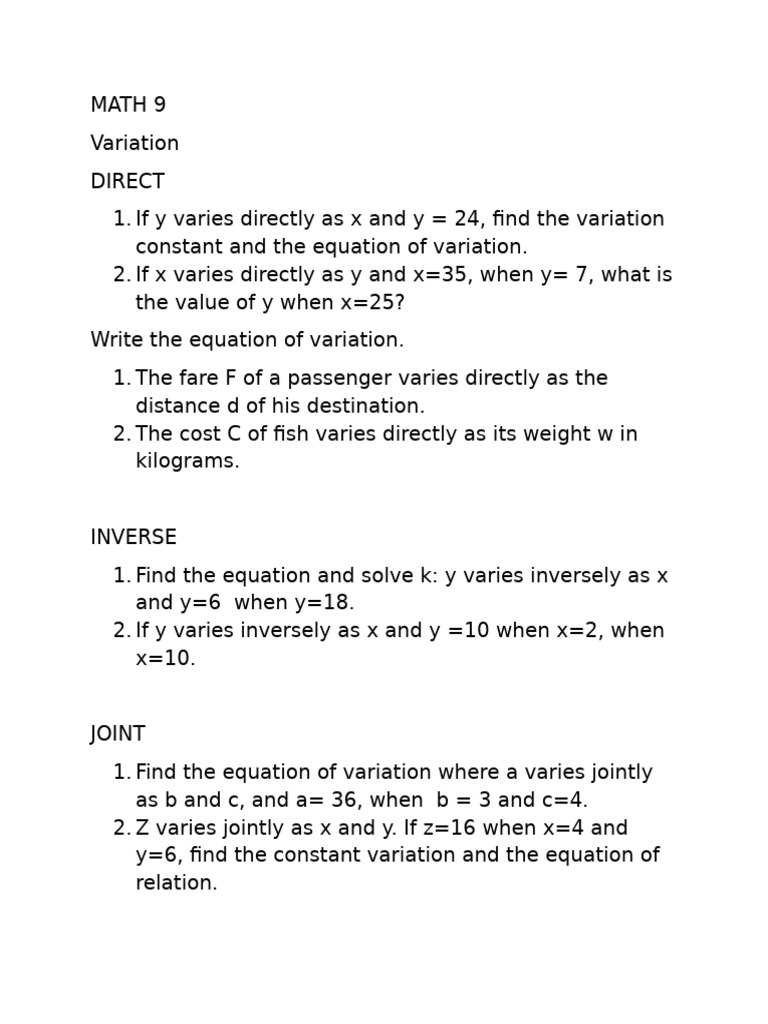 Math Variation and Radicals Guide | PDF