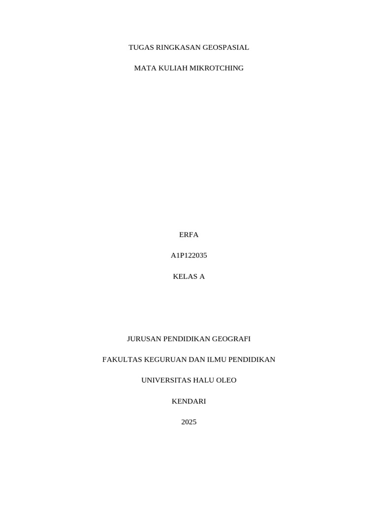 Tugas Mikrotching ERFA A1P122035 Geospasial | PDF