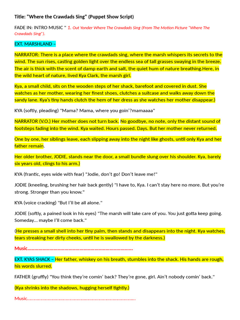 Where The Crawdads Sing - Script | PDF