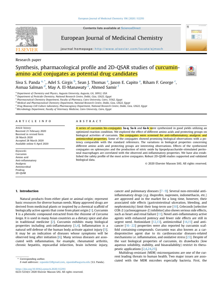 Curcumin-Amino Acid Conjugates Study | PDF | Quantitative Structure ...