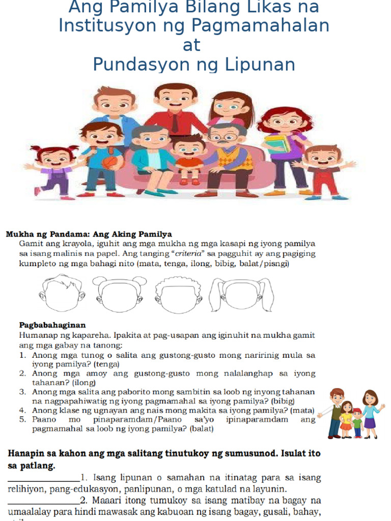 WEEK3-Q2-Ang Pamilya Bilang Likas Na Institusyon NG Pagmamahalan-Q2 | PDF