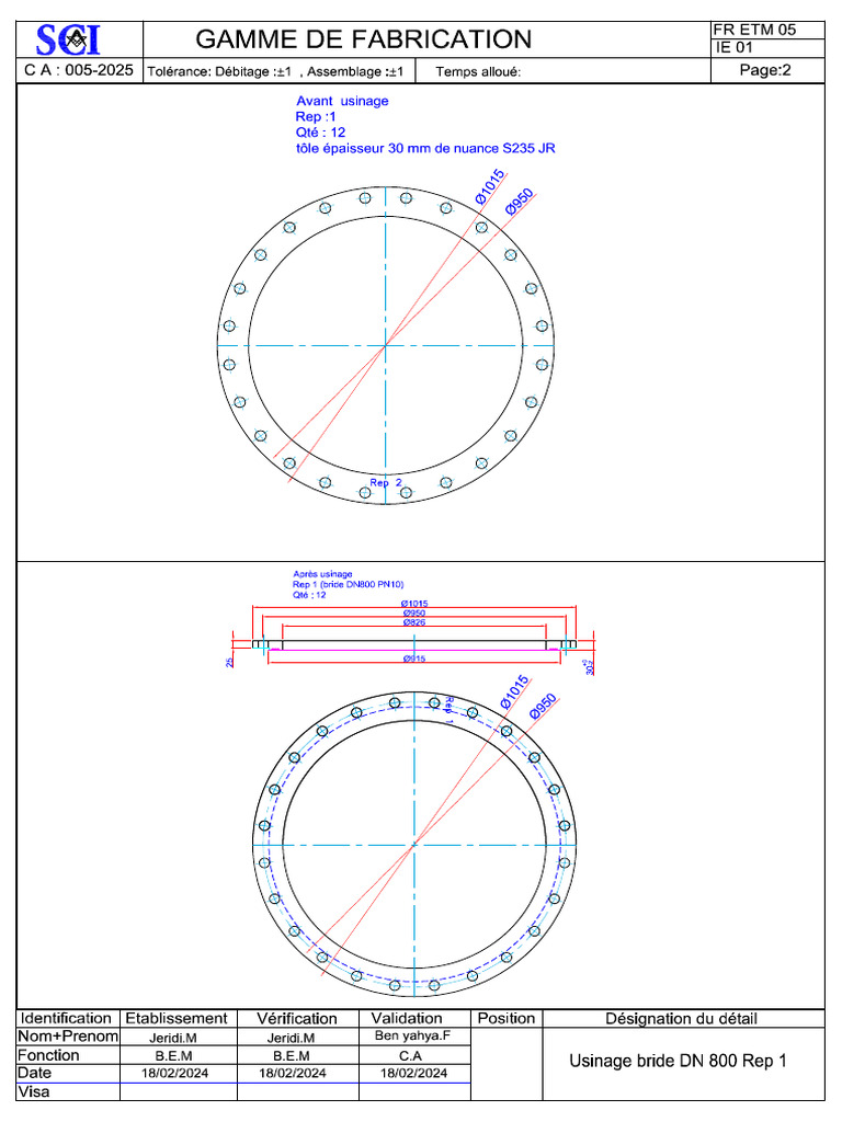Plan Usinage Bride DN 800 | PDF