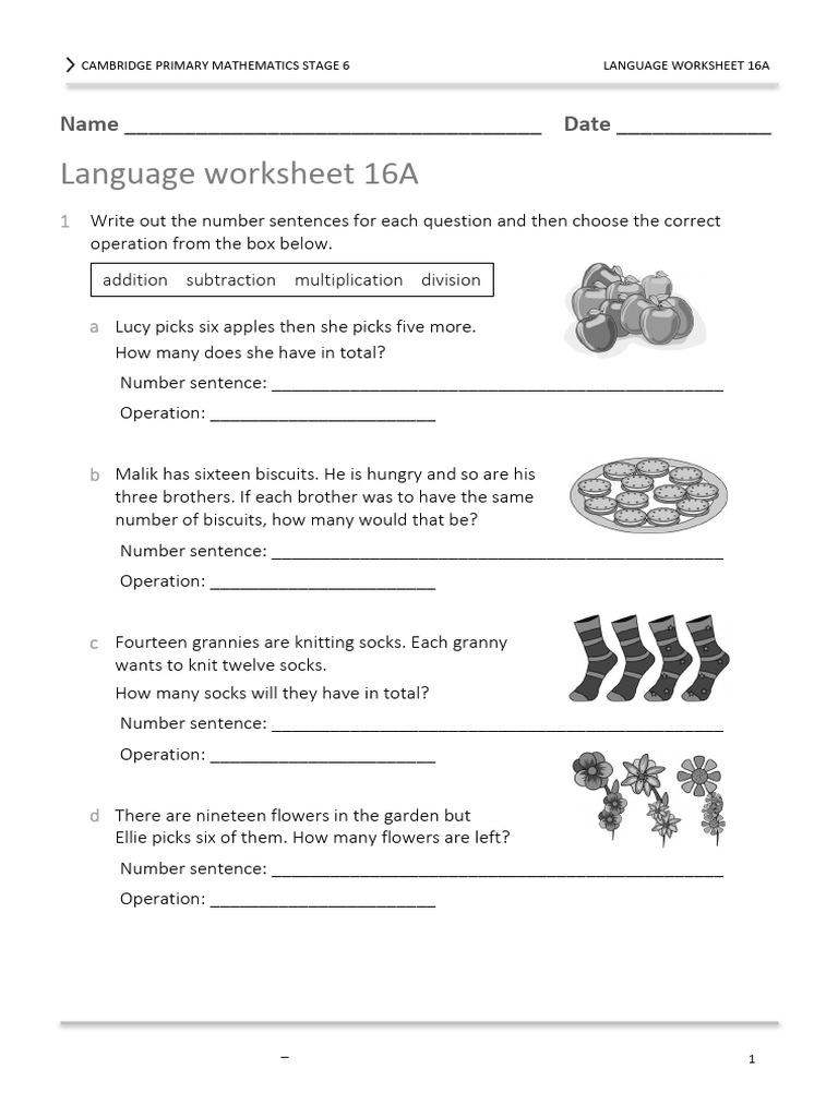 Prim Maths 6 2ed Tr Lang Ws 16a | PDF