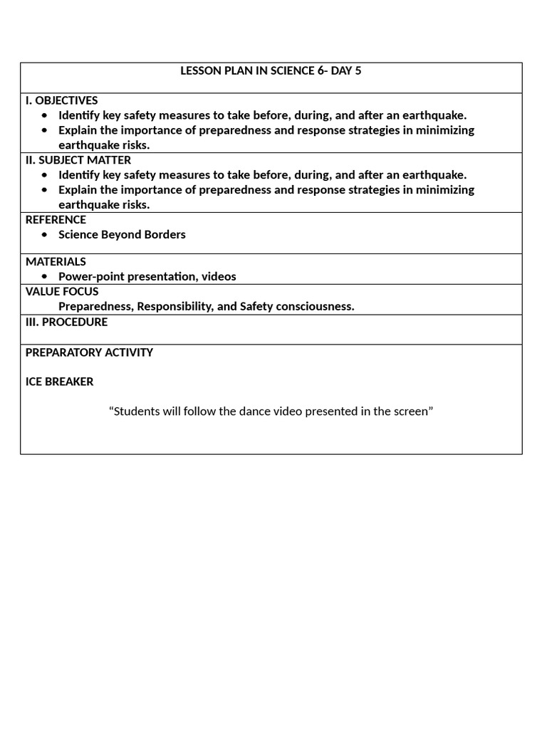 Lesson Plan Day 5 Final | PDF | Volcano | Emergency Management