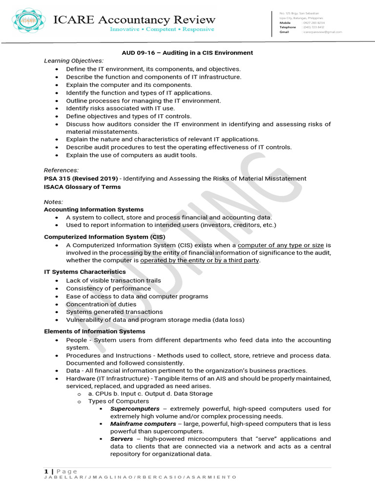 Auditing in a CIS Environment | PDF | Databases | Computer Data Storage