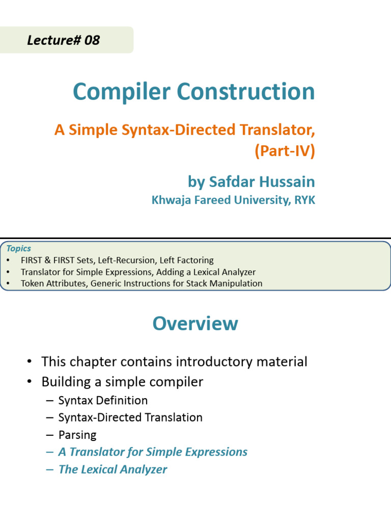 Lecture#8_Chap#2 (Syntax Directed Translator (Part-IV)) | PDF | Parsing | Mathematical Logic