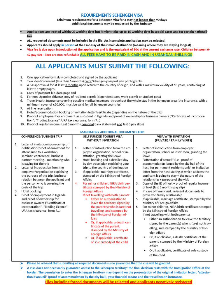 Schengen Visa Requirements 25-11-2021 | PDF | Travel Visa | Passport