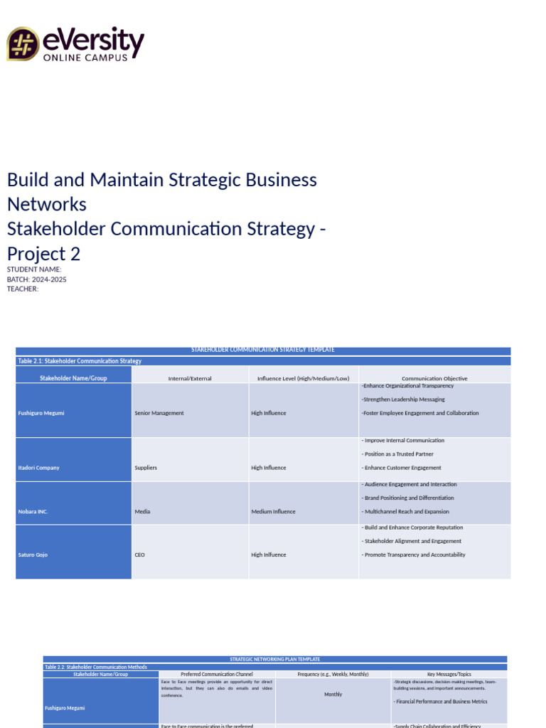 Build and Maintain Strategic Business Networks Project | PDF ...