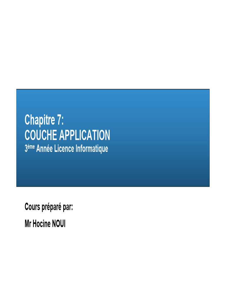 Comprendre la Couche Application | PDF | Internet | Internet et Web