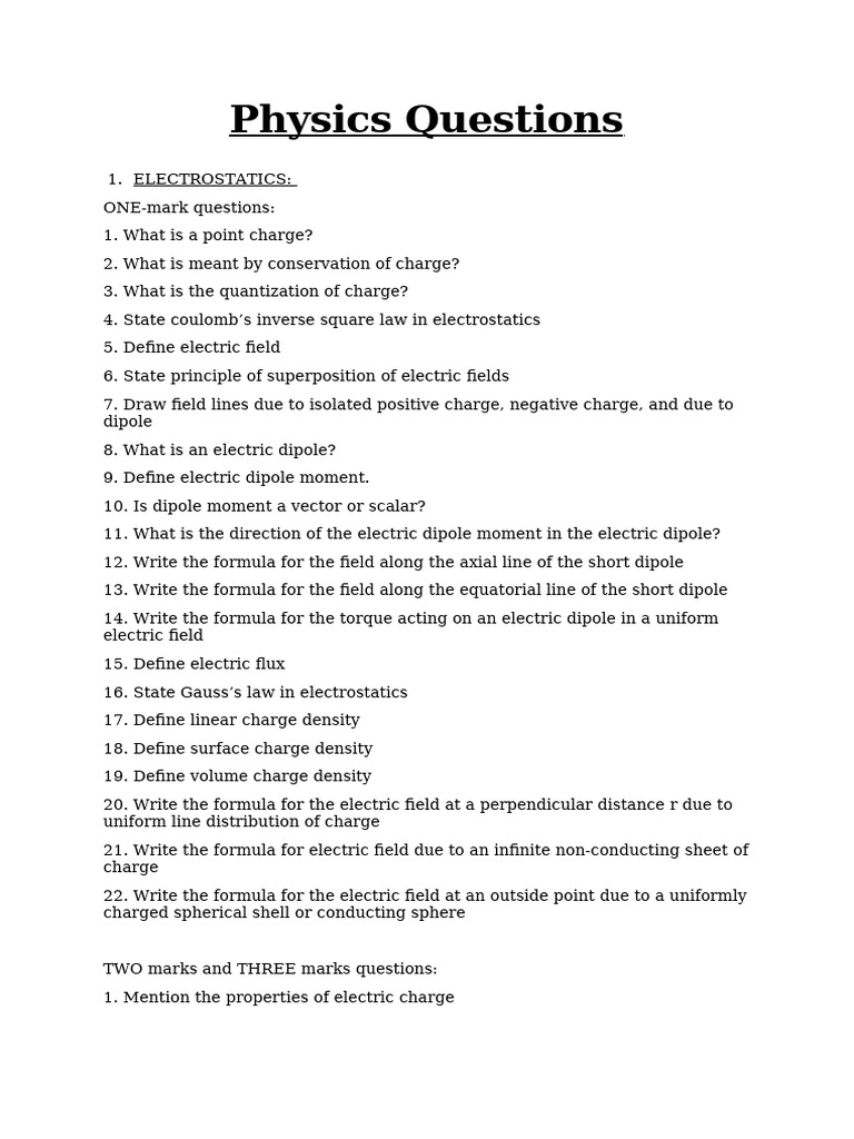 Physics Questions | PDF