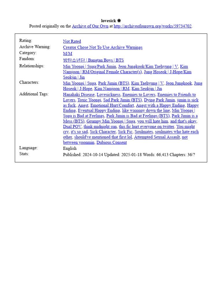 BTS Soulmate Angst: Yoongi & Jimin | PDF