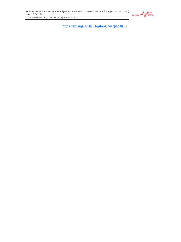 Calidad de Vida en Enfermedad Renal | PDF | Estadísticas | Bienestar