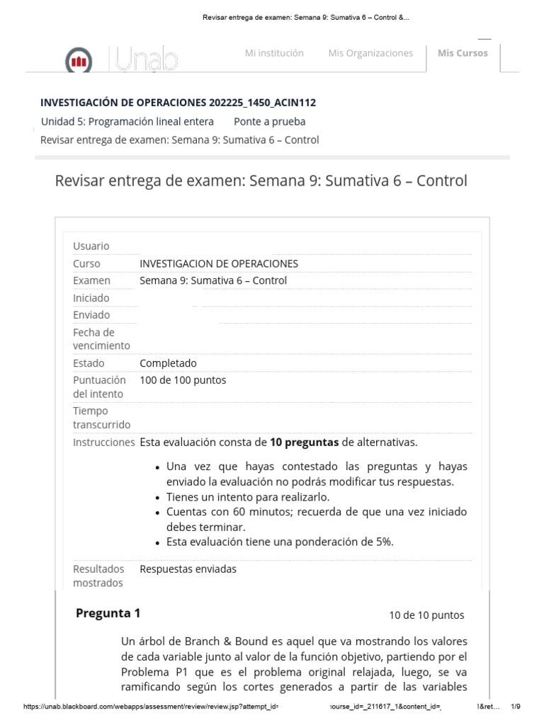 Revisar entrega de examen_ Semana 9_ Sumativa 6 – Control &.._ | PDF | Matemáticas Aplicadas ...