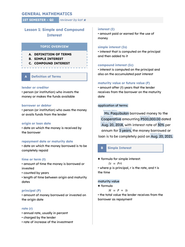 Q2 Genmath S1 | PDF | Interest | Credit