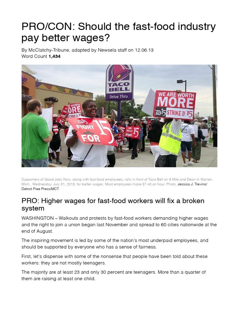 Should The Fast Food Industry Pay Better Wages | PDF | Minimum Wage ...