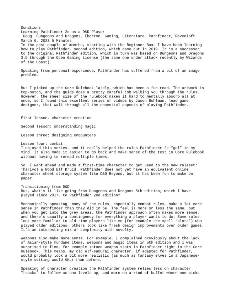 Learning PF2e As A DND Player | PDF | Dungeons & Dragons | Fantasy Role Playing Games