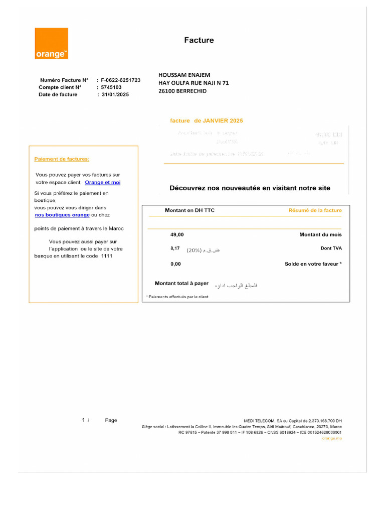 My Ho Facture Orange | PDF