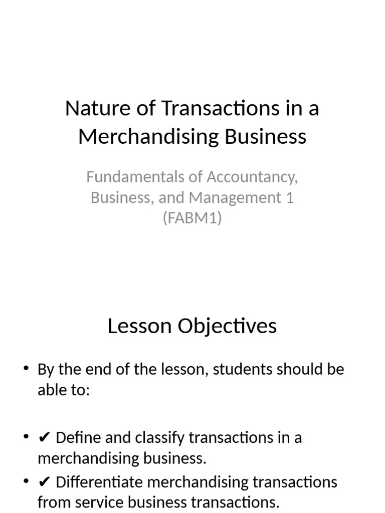FABM1 Nature of Transactions New | PDF