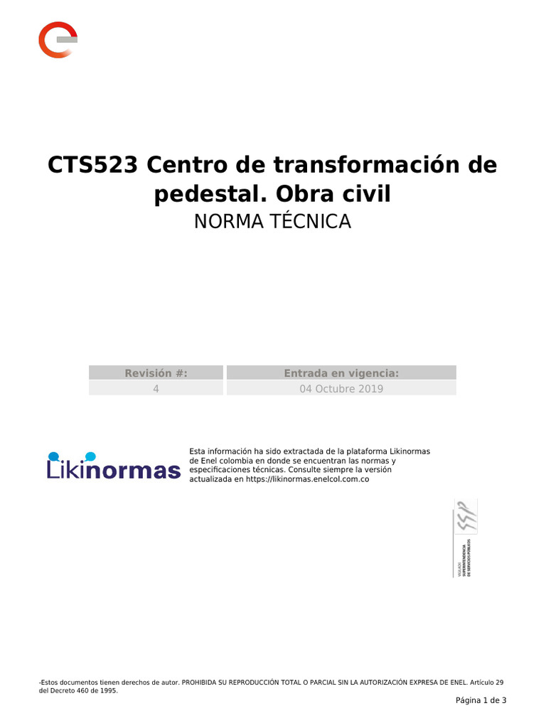OBRA CIVILCTS523 Centro de Transformación de Pedestal. Obra Civil | PDF
